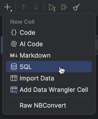 Work with SQL cells | DataSpell Documentation