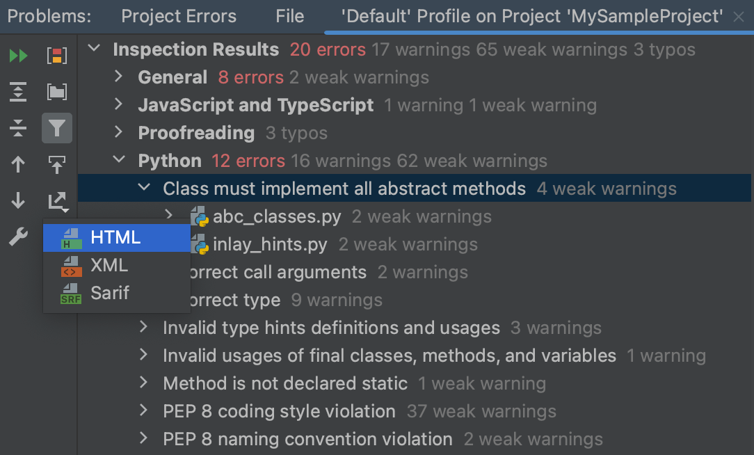 Get results and fix problems | PyCharm Documentation