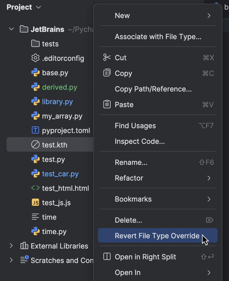 File type associations | PyCharm Documentation