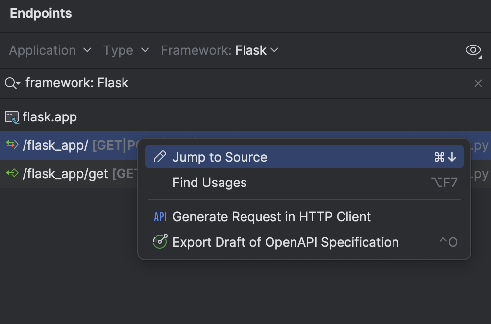 Manage Endpoints | PyCharm Documentation