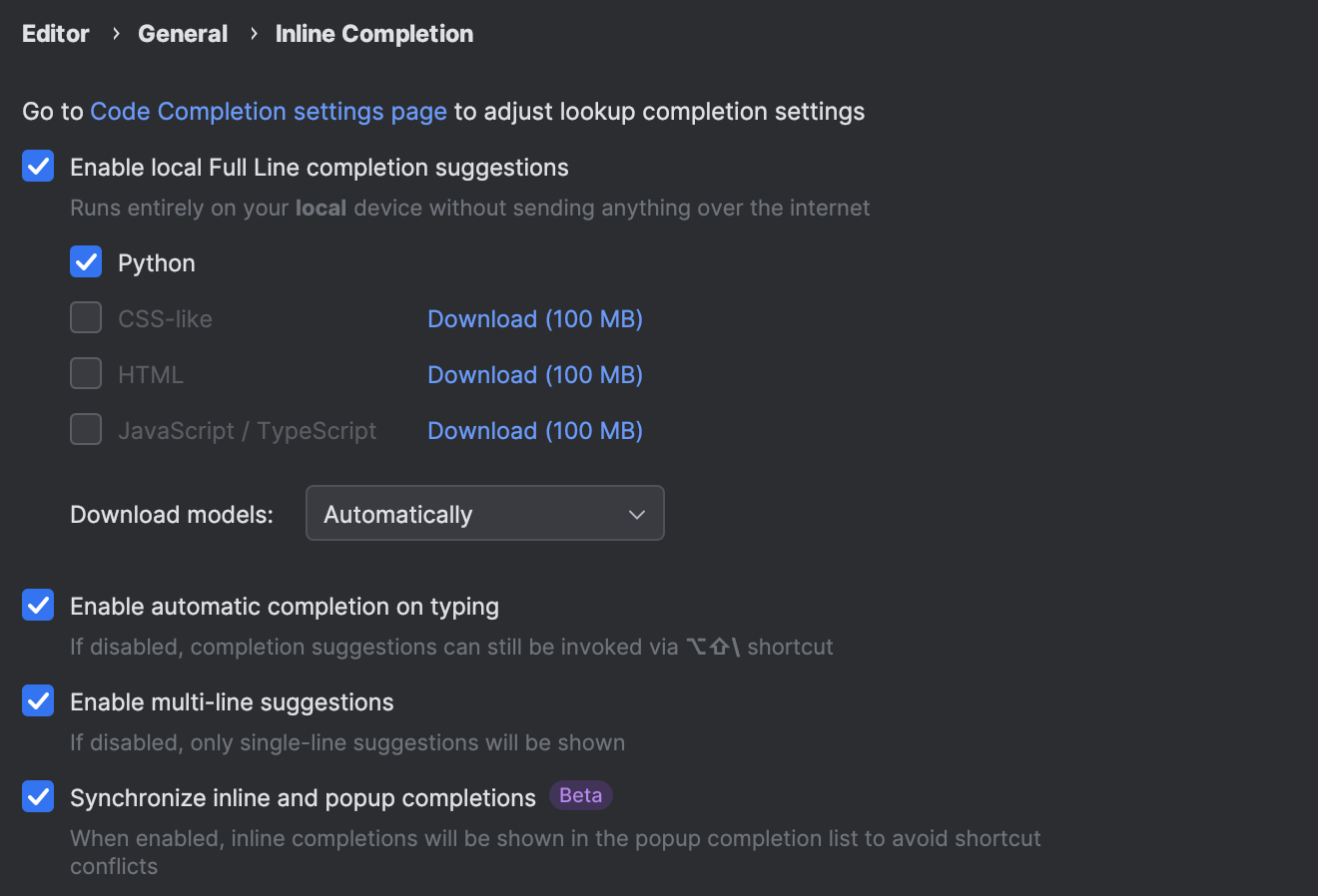 Full Line code completion | PyCharm Documentation