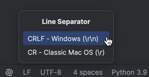 Configure line separators | PyCharm Documentation