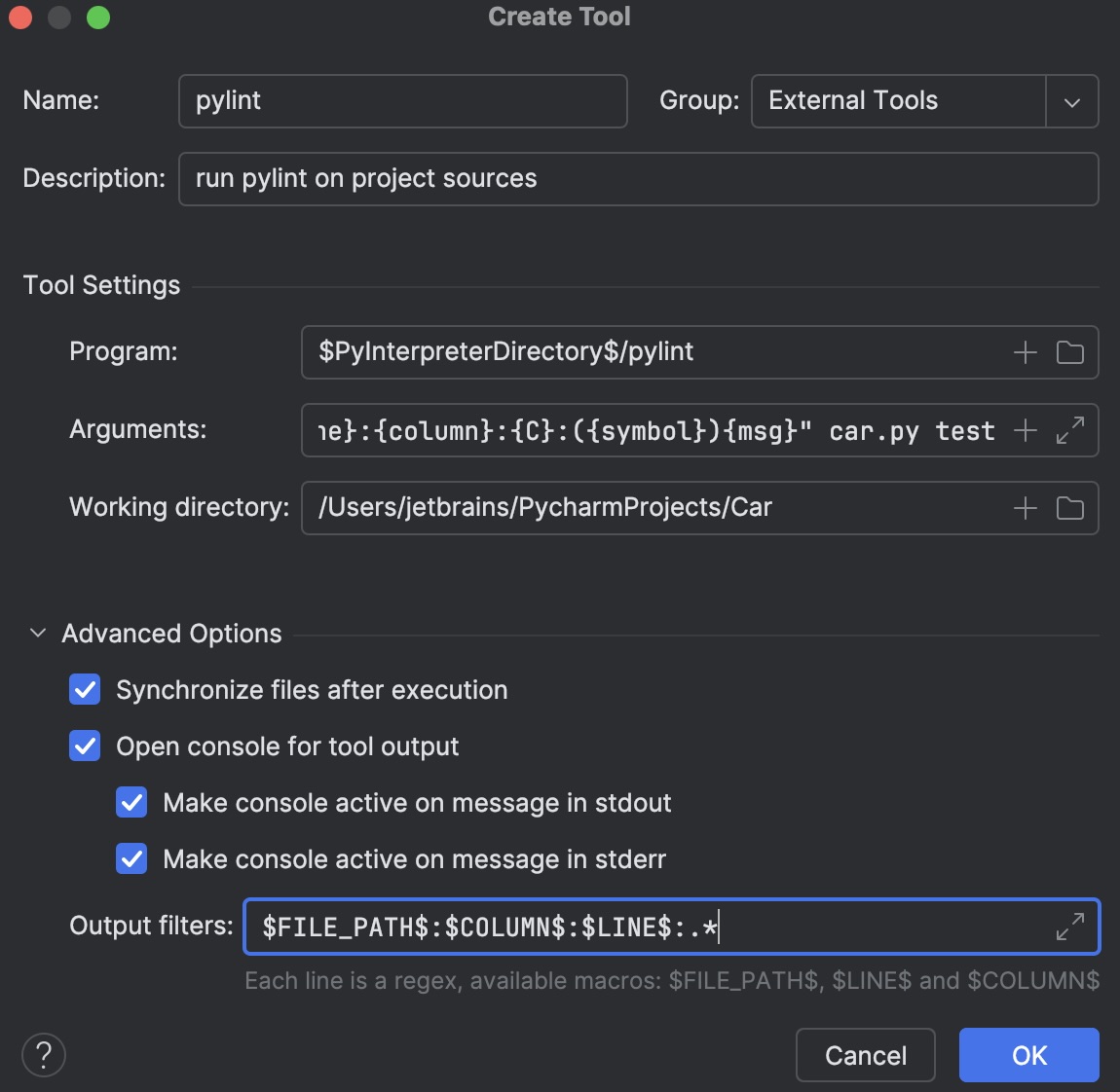 External tools | PyCharm Documentation