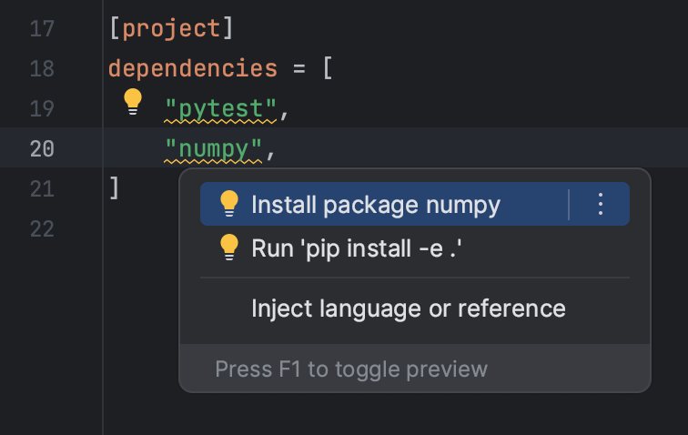 Use pyproject.toml | PyCharm Documentation