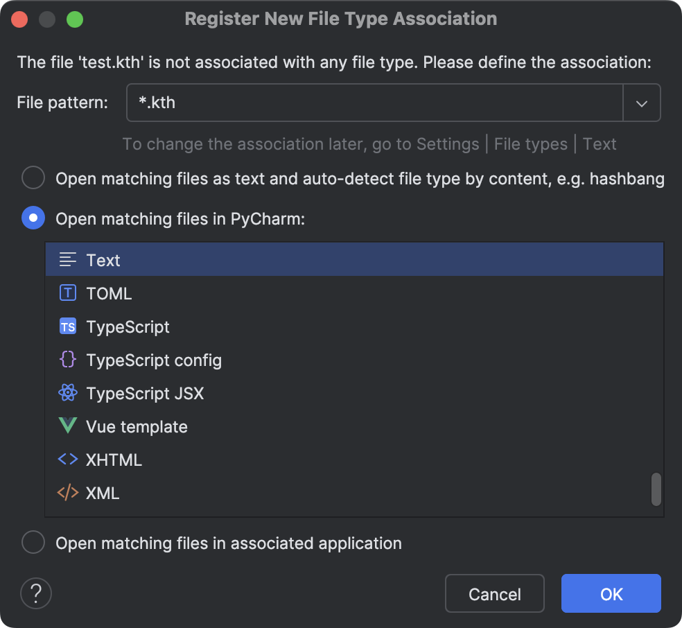 File type associations | PyCharm Documentation