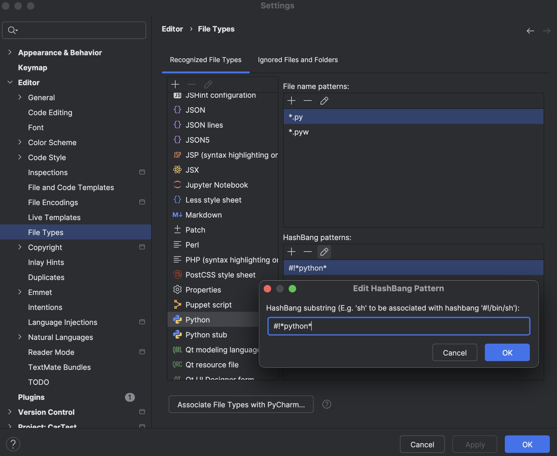 File type associations | PyCharm Documentation