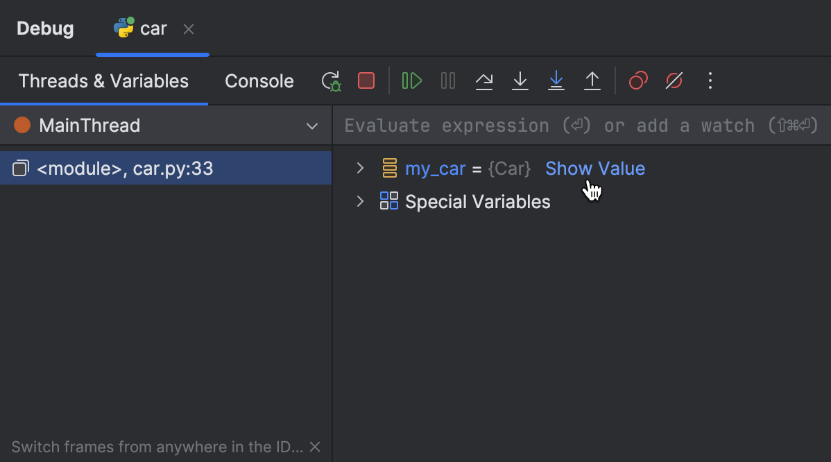 Managing Variables Loading Policy | PyCharm Documentation