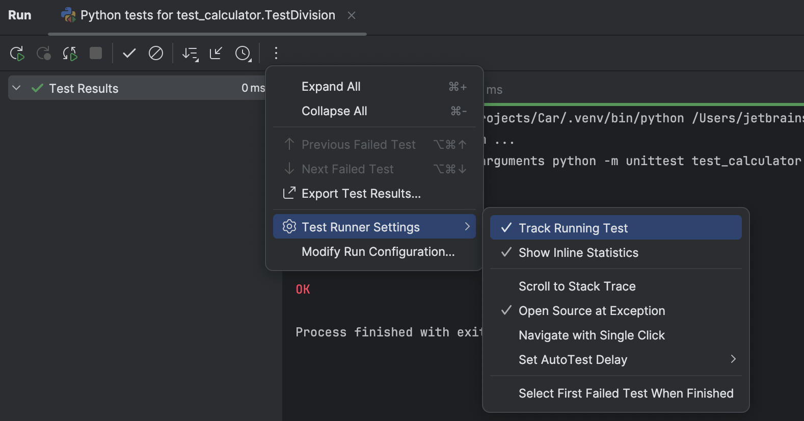 Explore test results | PyCharm Documentation
