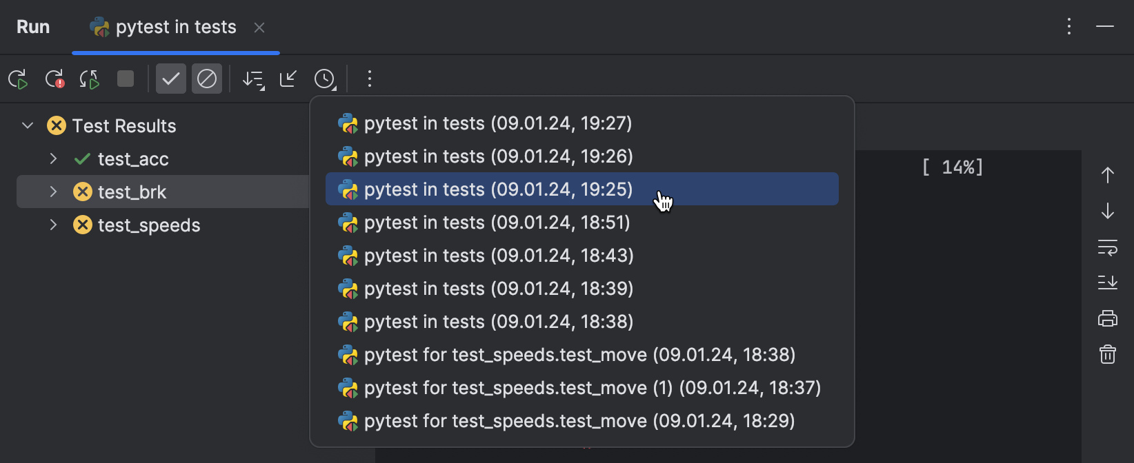 Explore test results | PyCharm Documentation