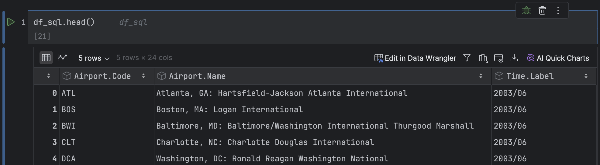 Work with SQL cells | PyCharm Documentation