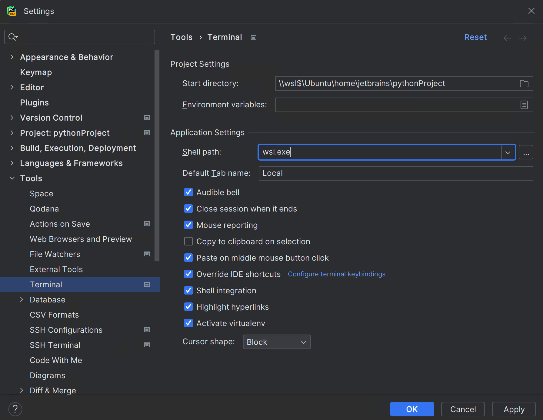 Configure an interpreter using WSL | PyCharm Documentation