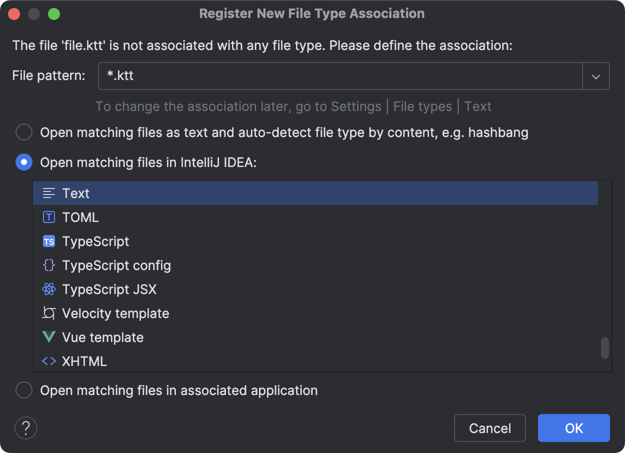 File type associations | IntelliJ IDEA Documentation