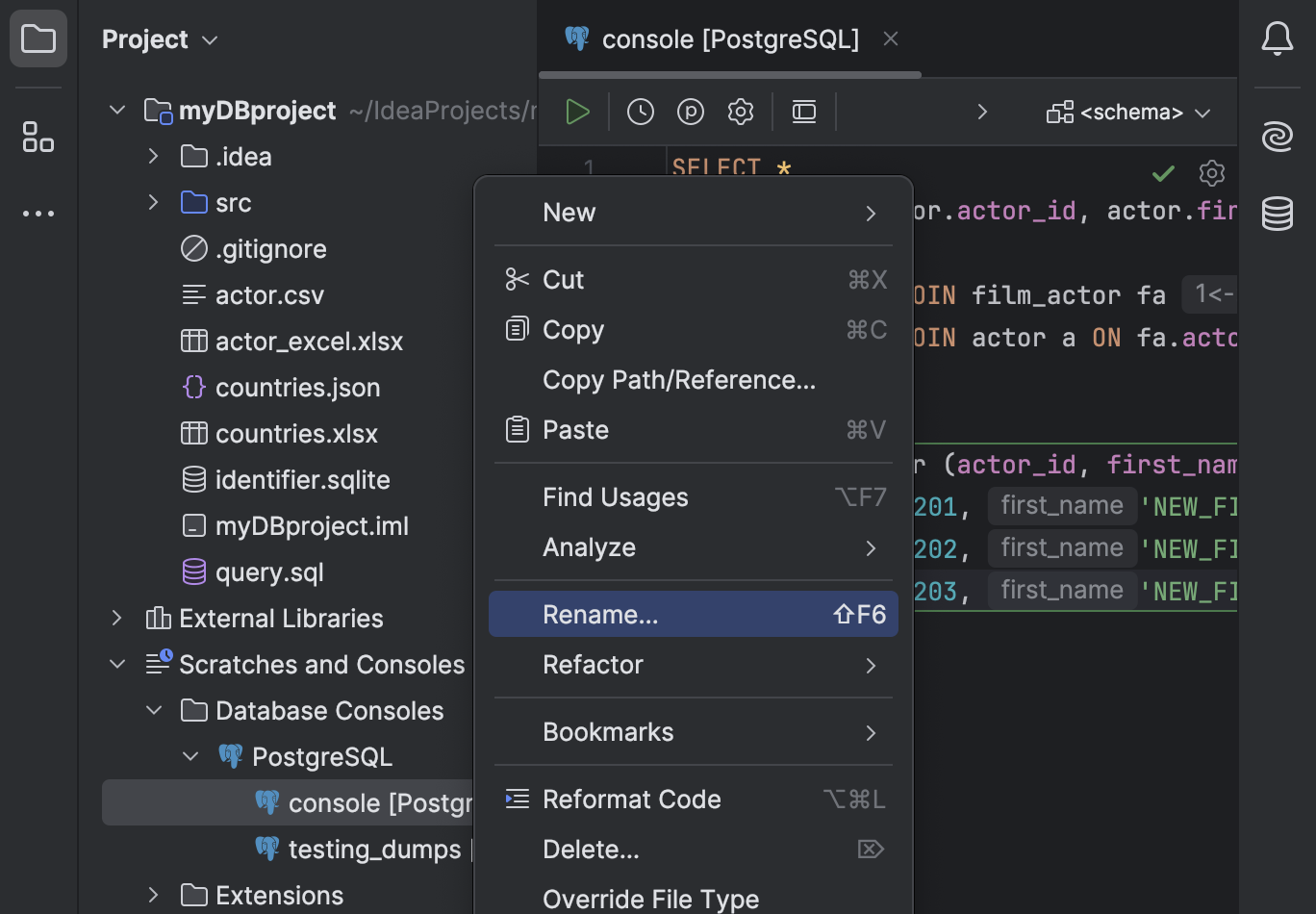 Query consoles | IntelliJ IDEA Documentation