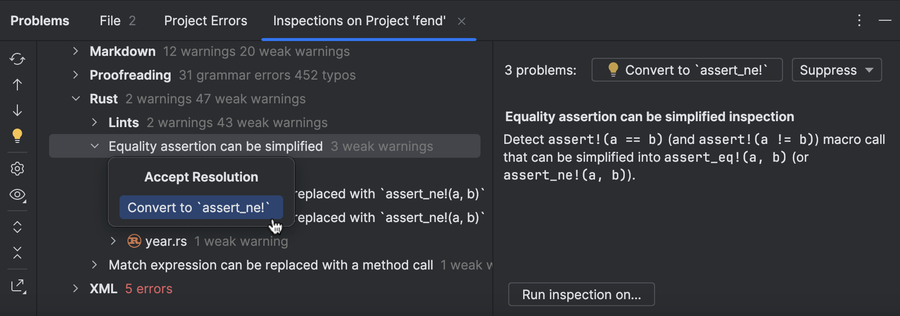 Get results and fix problems | RustRover Documentation