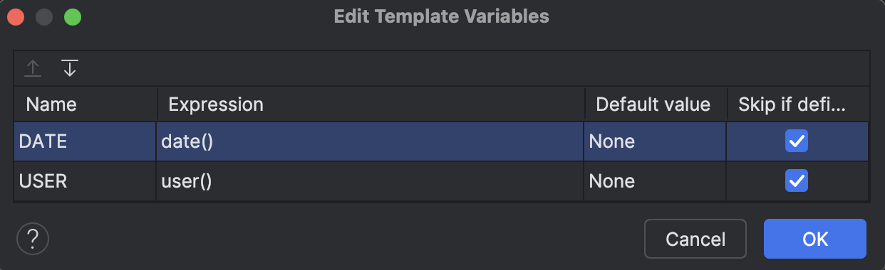 Live template variables | RustRover Documentation
