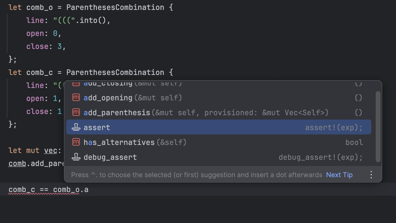 Postfix completion | RustRover Documentation