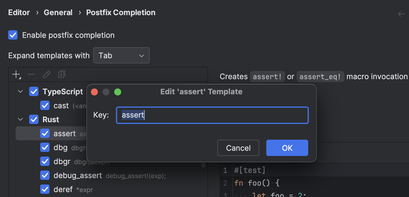 Postfix completion | RustRover Documentation
