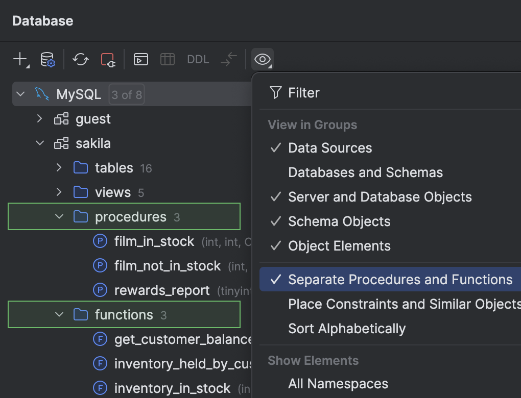 Glossary for the database management functionality | PyCharm Documentation