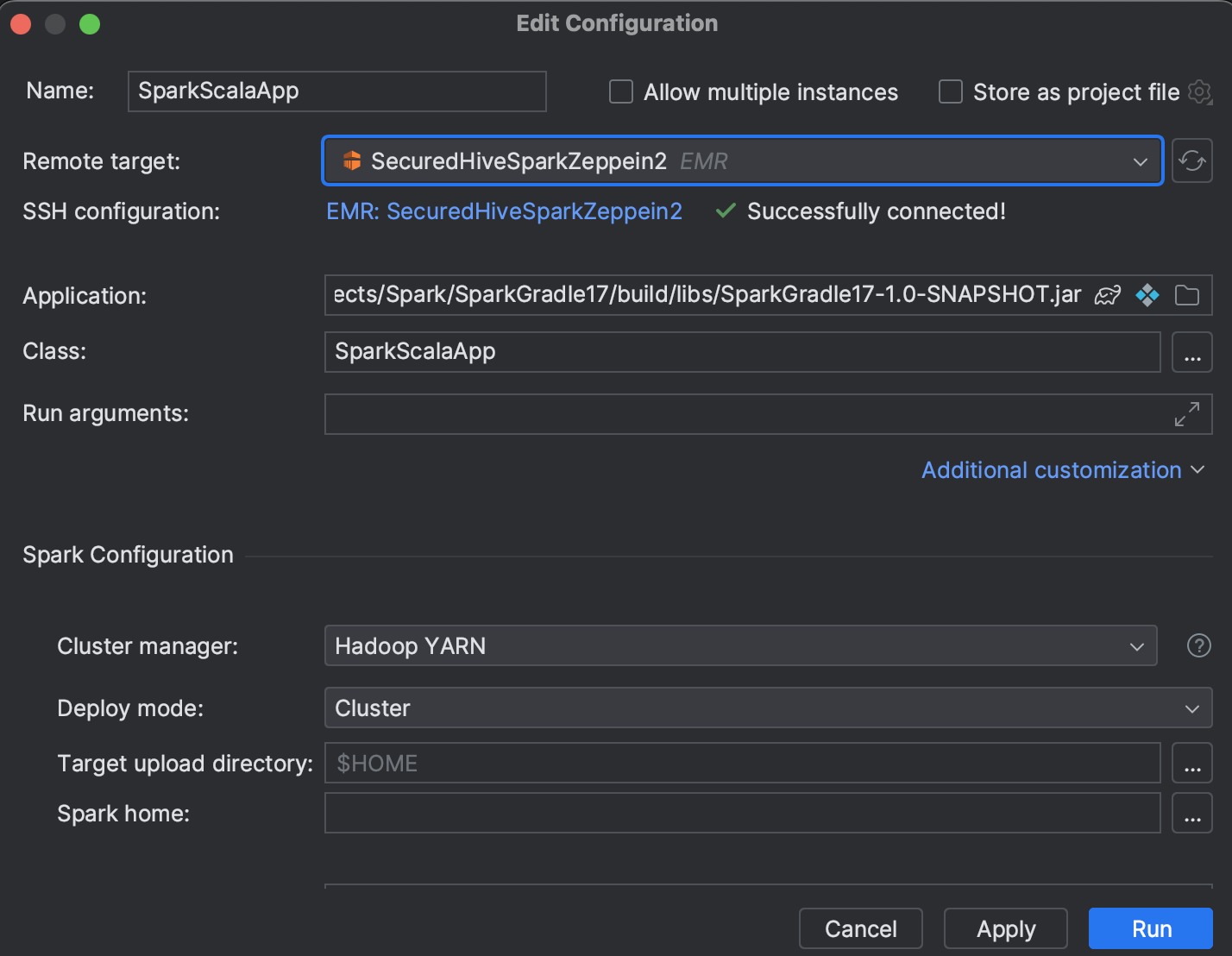 Create and run Spark application on cluster | IntelliJ IDEA Documentation
