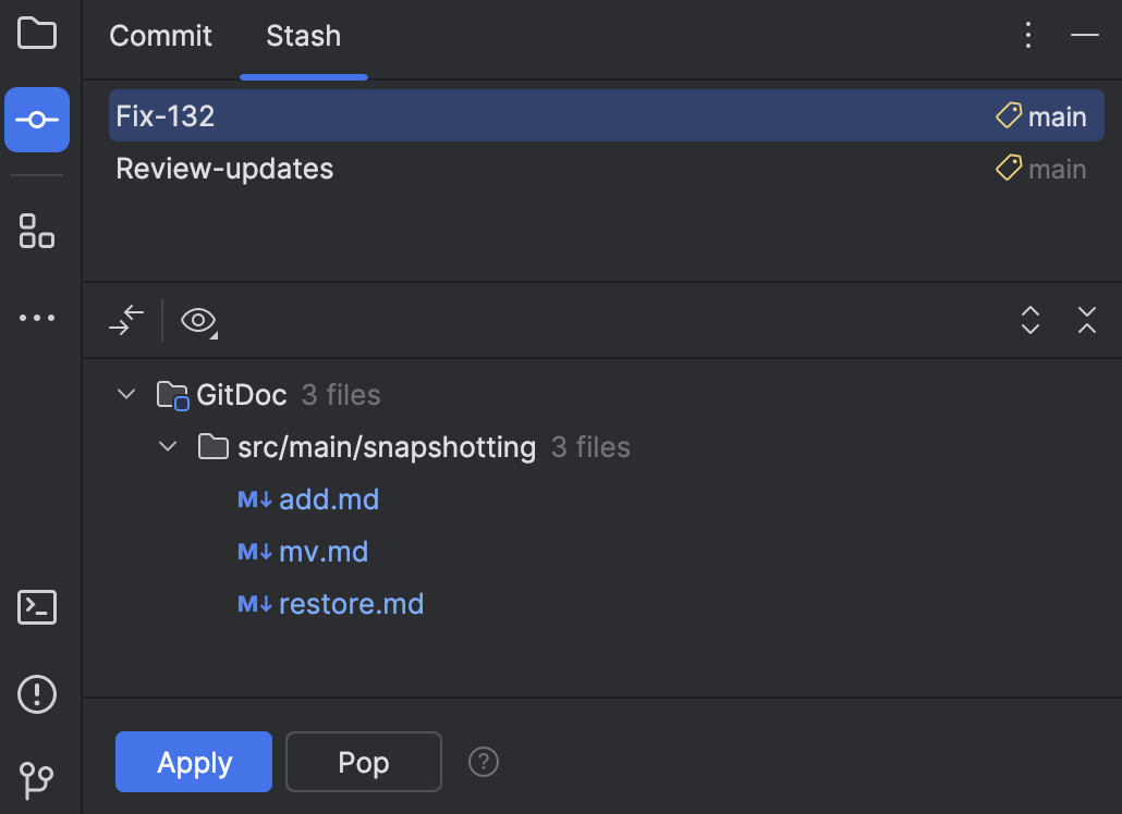 Shelve or stash changes | WebStorm Documentation
