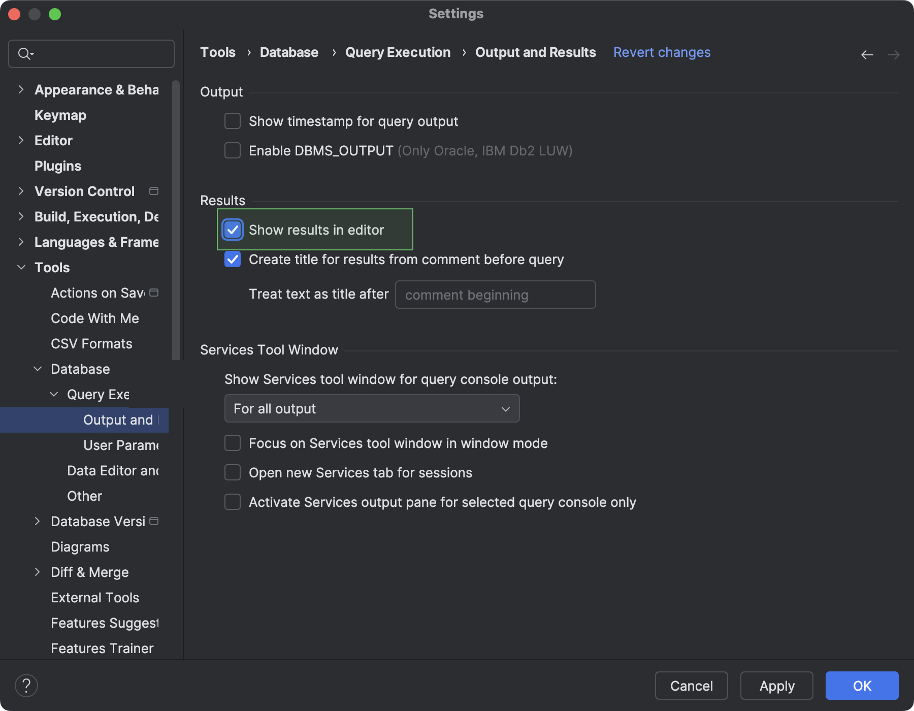 Query results | IntelliJ IDEA Documentation
