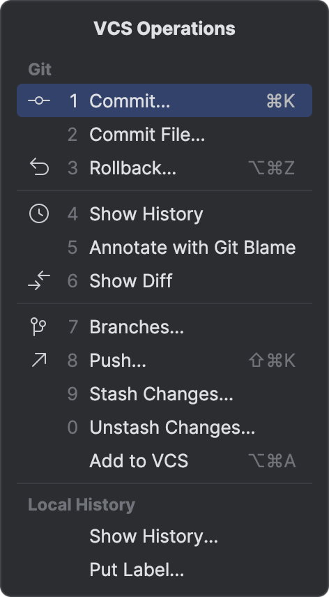Main version control shortcuts | PyCharm Documentation