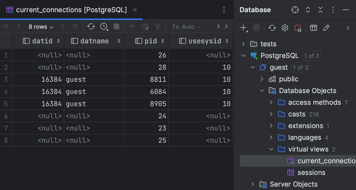 Virtual views | PyCharm Documentation
