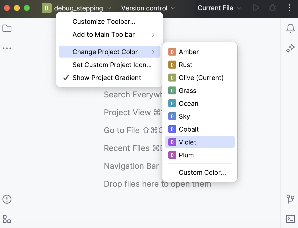 Menus and toolbars | WebStorm Documentation