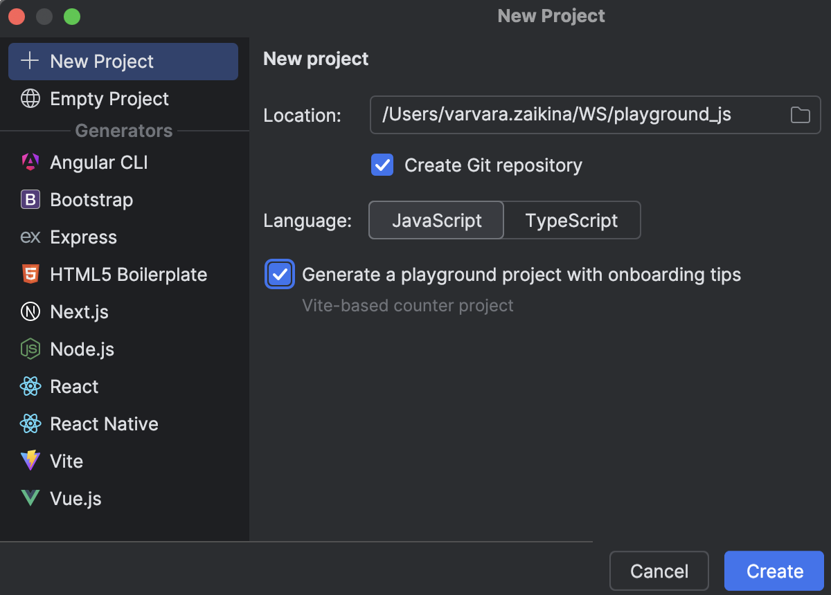 Creating projects | WebStorm Documentation