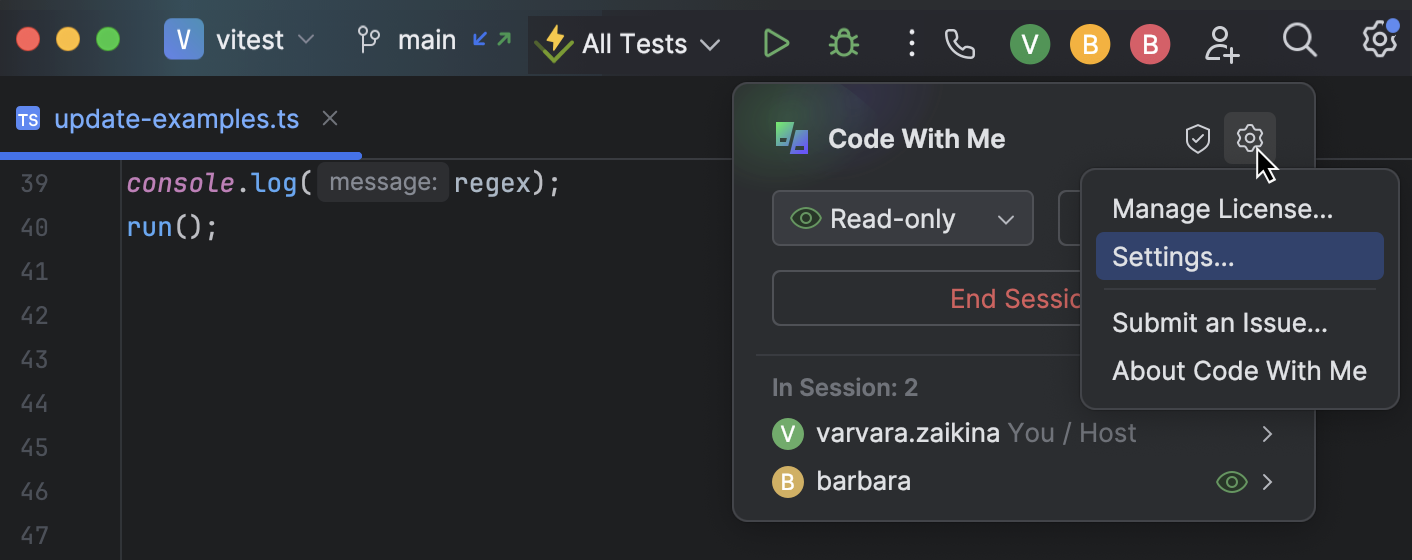 Getting started with Code With Me | WebStorm Documentation