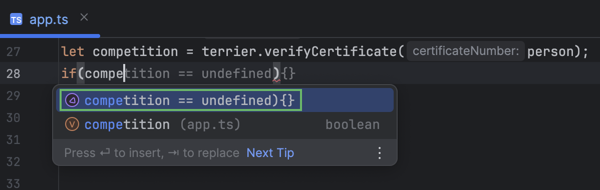 Full Line code completion | WebStorm Documentation