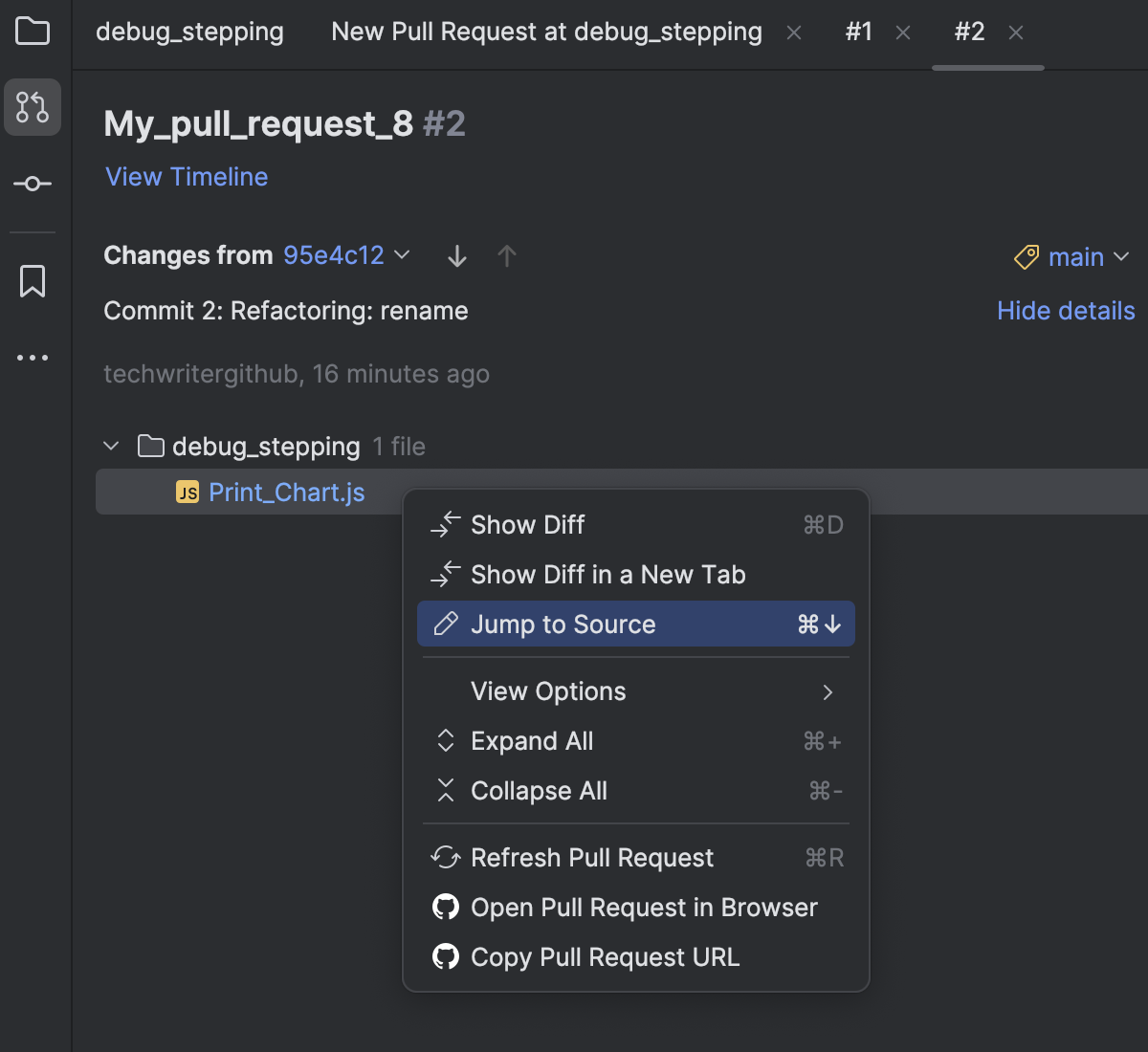 Work with GitHub pull requests | WebStorm Documentation