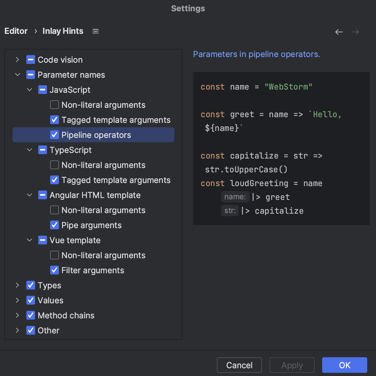 Inlay Hints | WebStorm Documentation