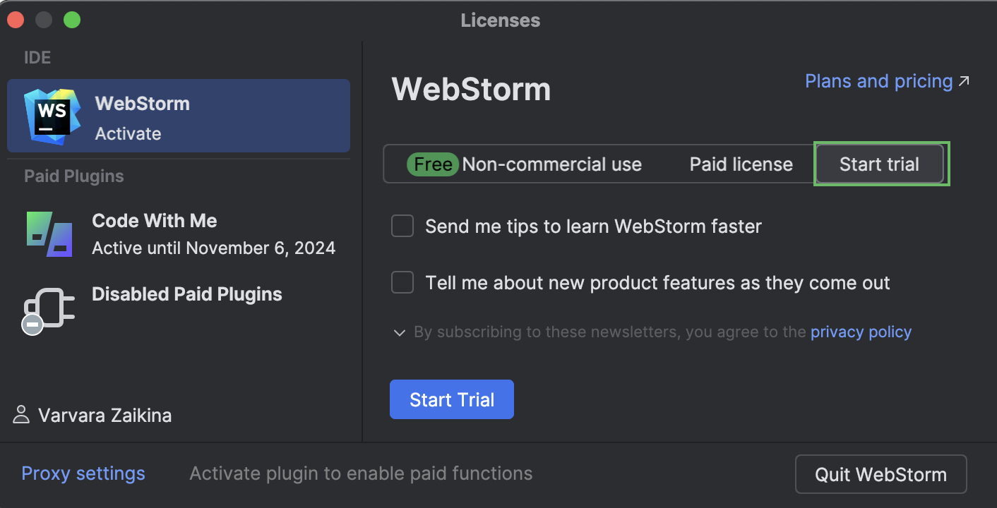 注册 WebStorm | WebStorm 文档