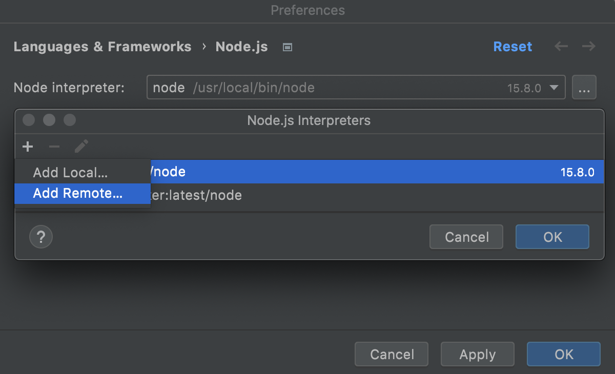 Configuring remote Node.js interpreters | IntelliJ IDEA Documentation