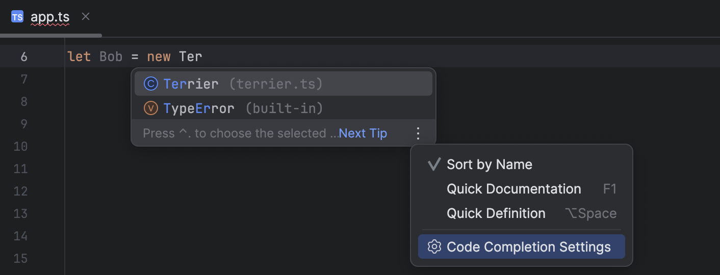 Code completion | WebStorm Documentation
