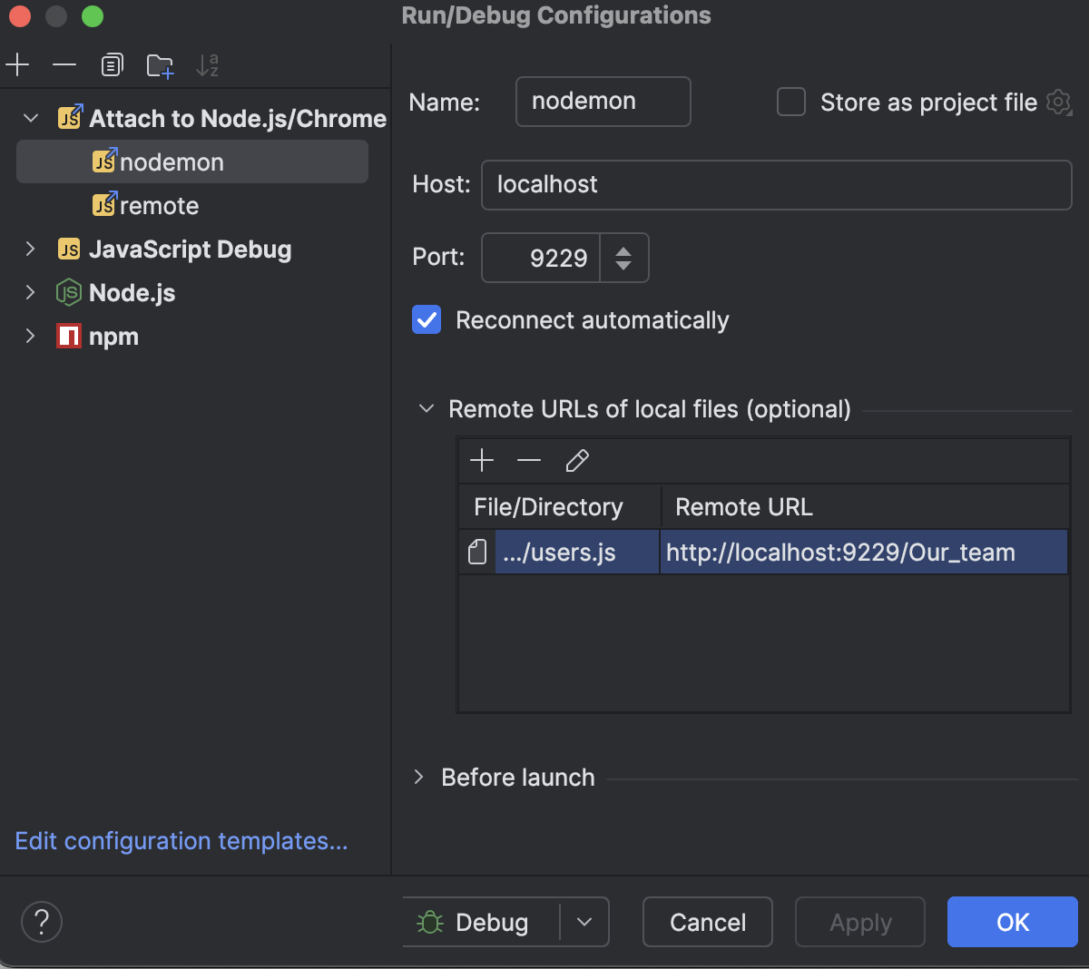 Run/Debug Configuration: Attach to Node.js/Chrome | WebStorm Documentation
