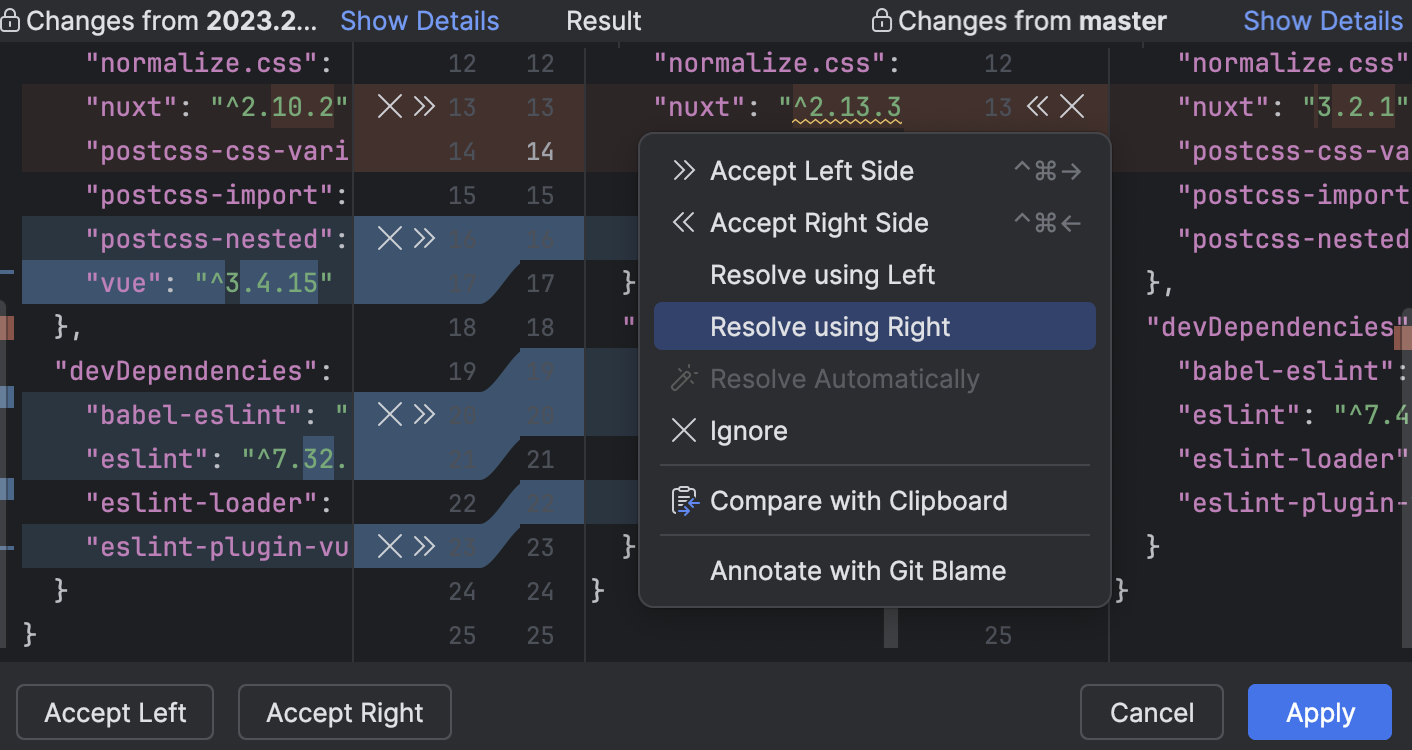 Resolve Git conflicts | WebStorm Documentation