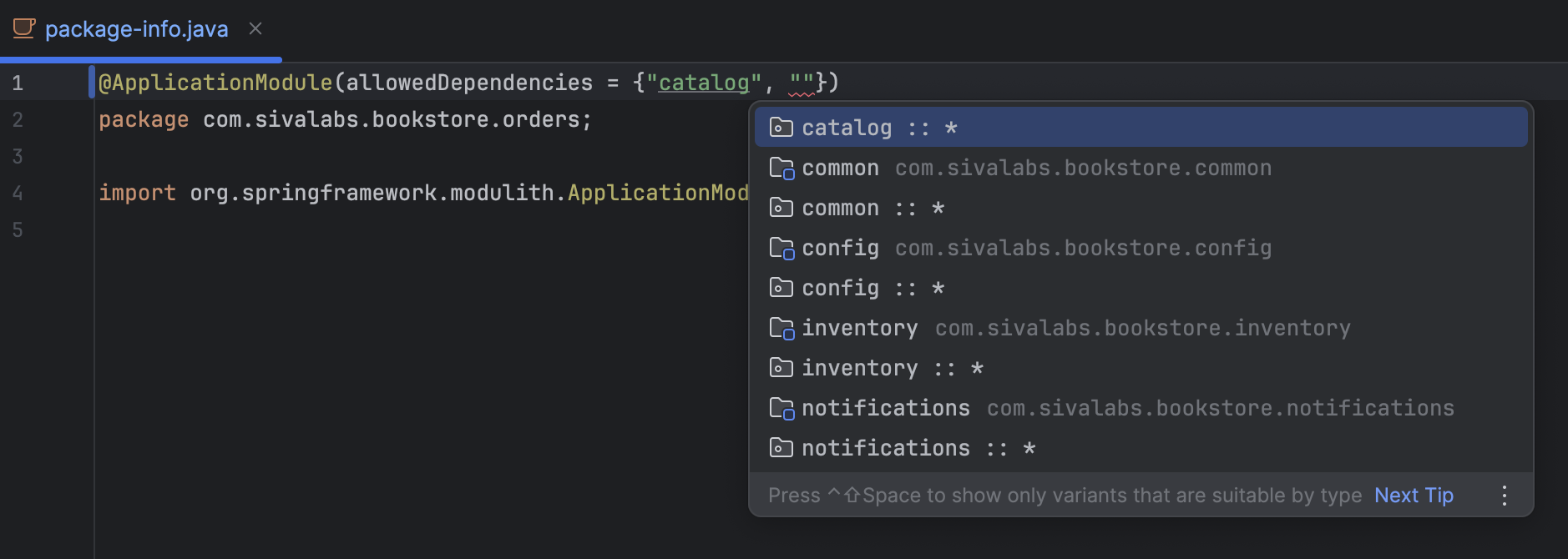 Spring Modulith | IntelliJ IDEA Documentation