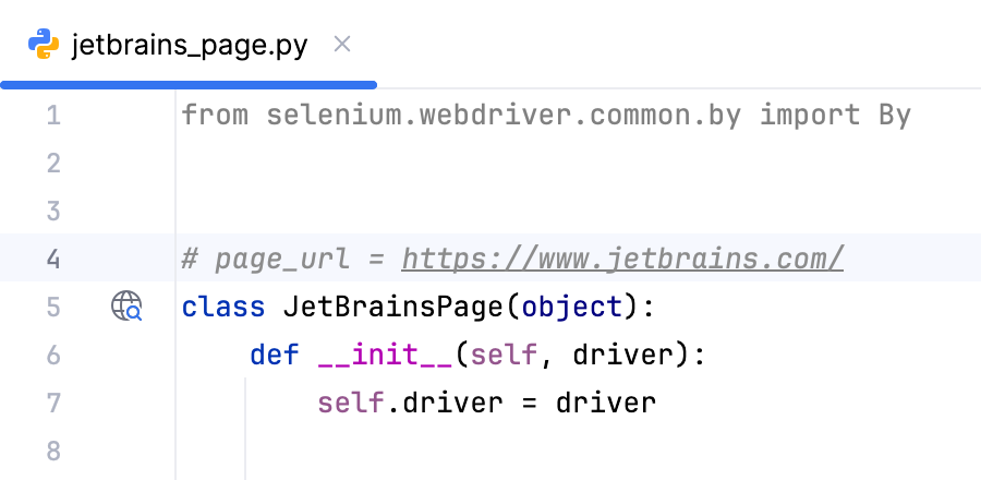 Selenium Page Objects | PyCharm Documentation