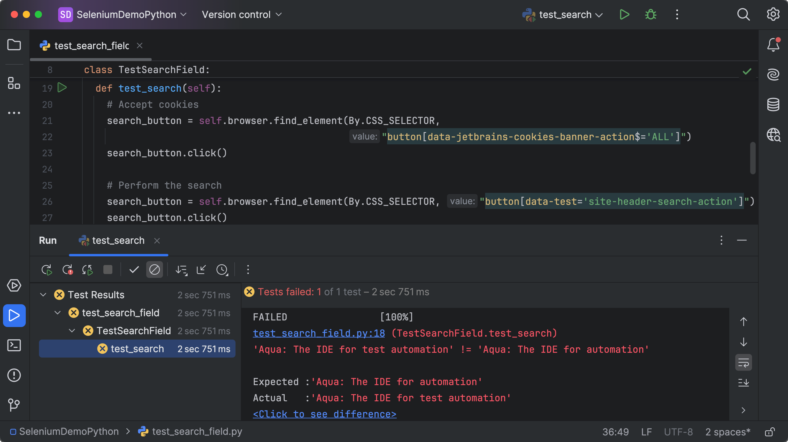 Web UI Test Automation | PyCharm Documentation