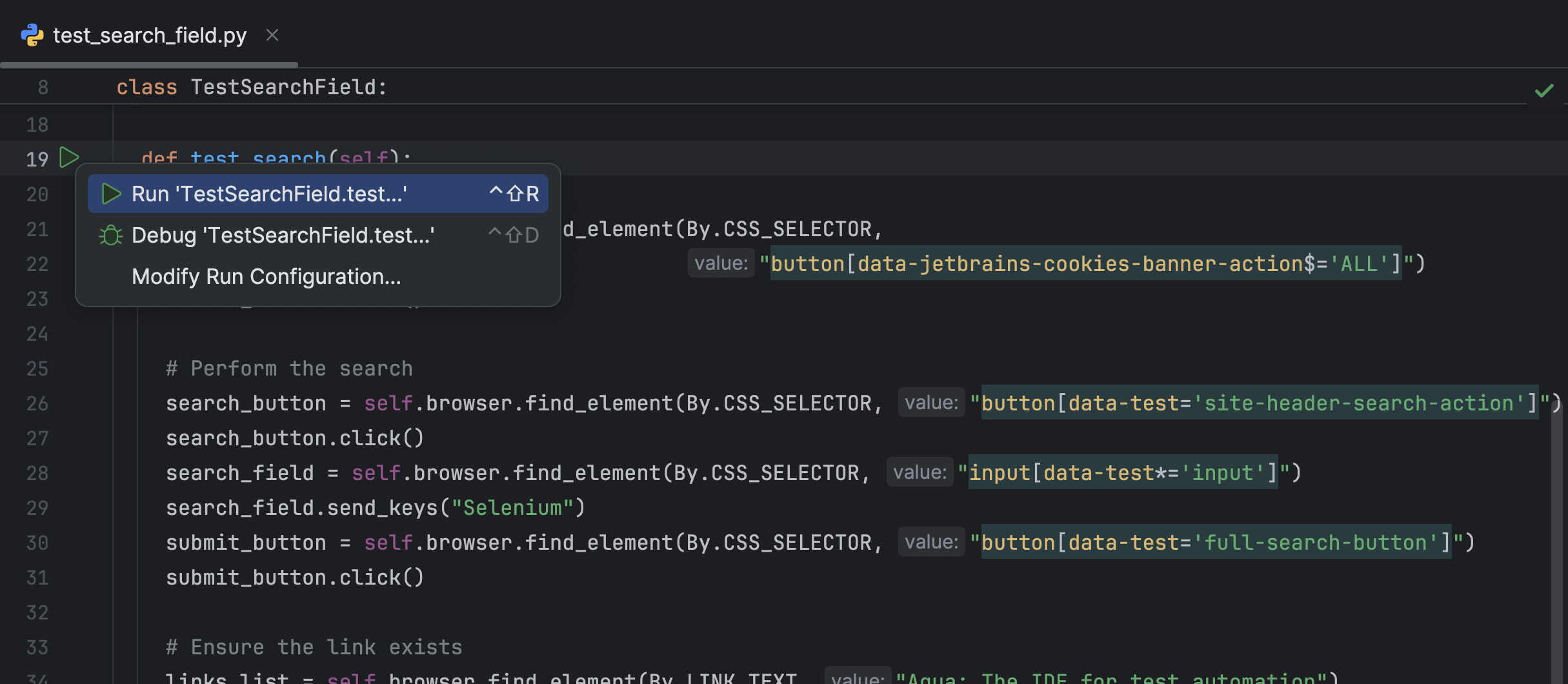 Web UI Test Automation | PyCharm Documentation
