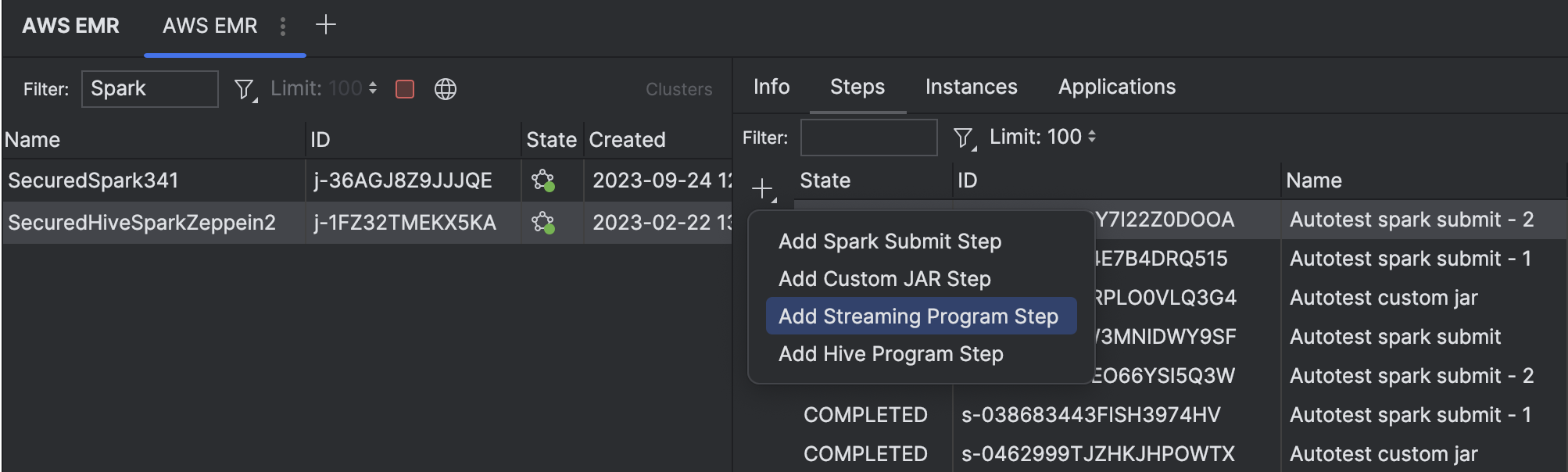Amazon EMR | PyCharm Documentation