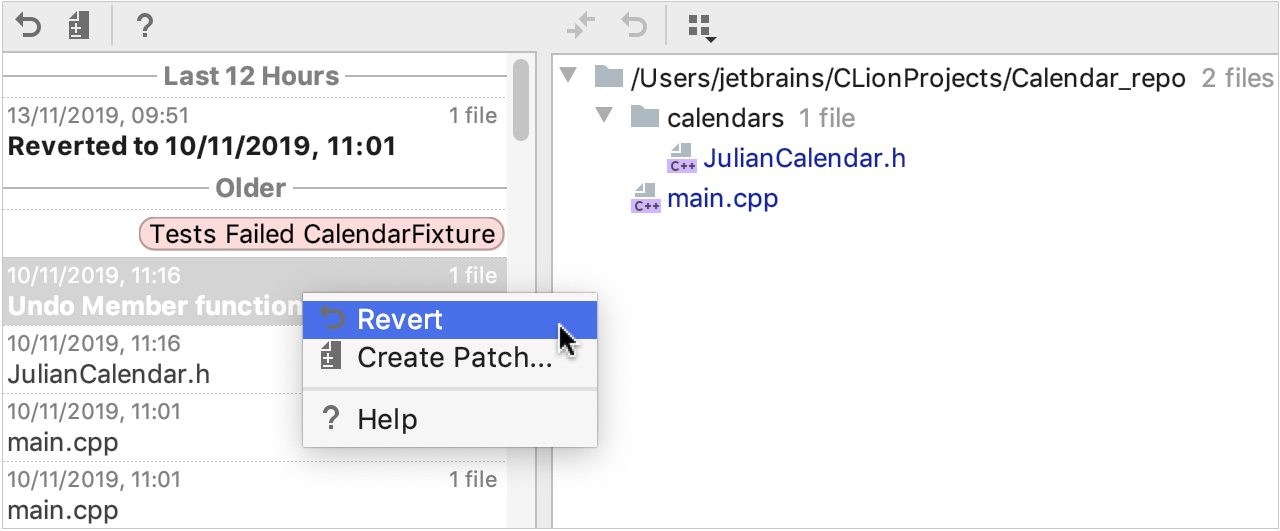 Local History | CLion Documentation