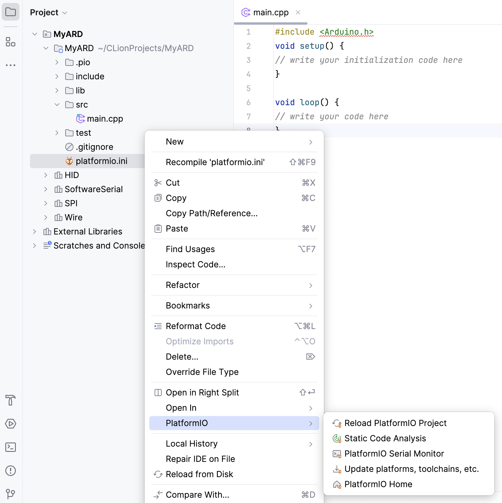 PlatformIO | CLion 文档