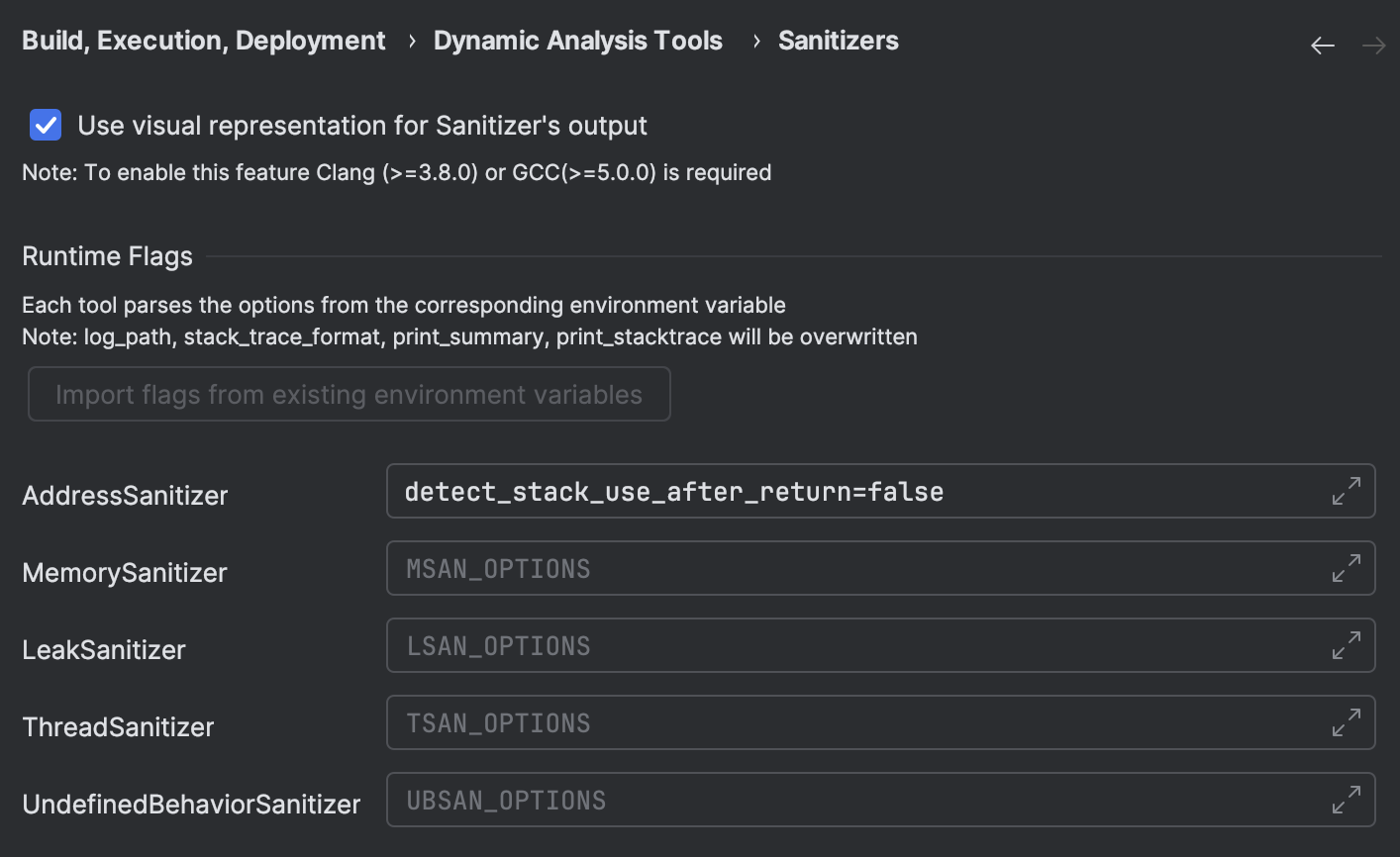 Google Sanitizers | CLion 文档