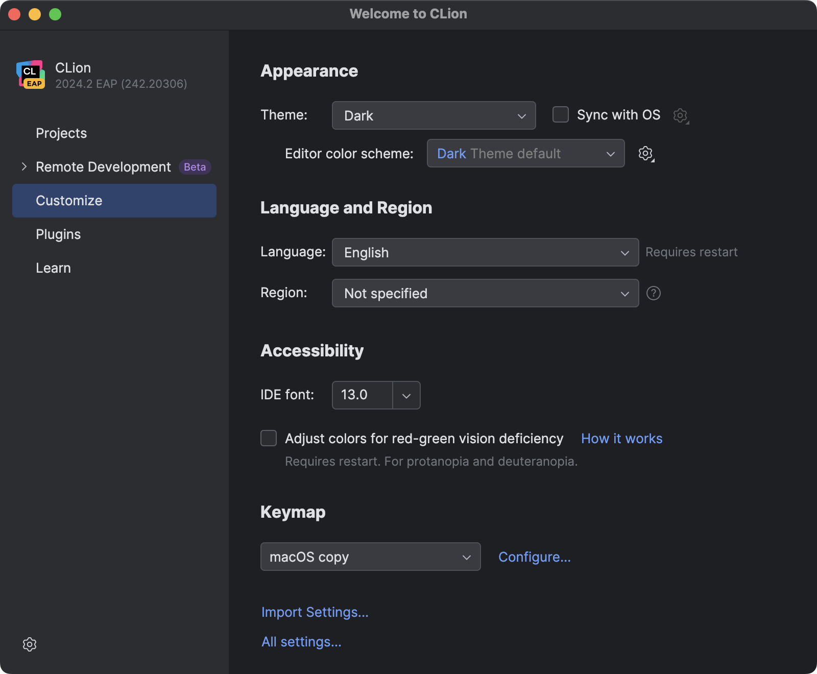 首次运行 CLion | CLion 文档