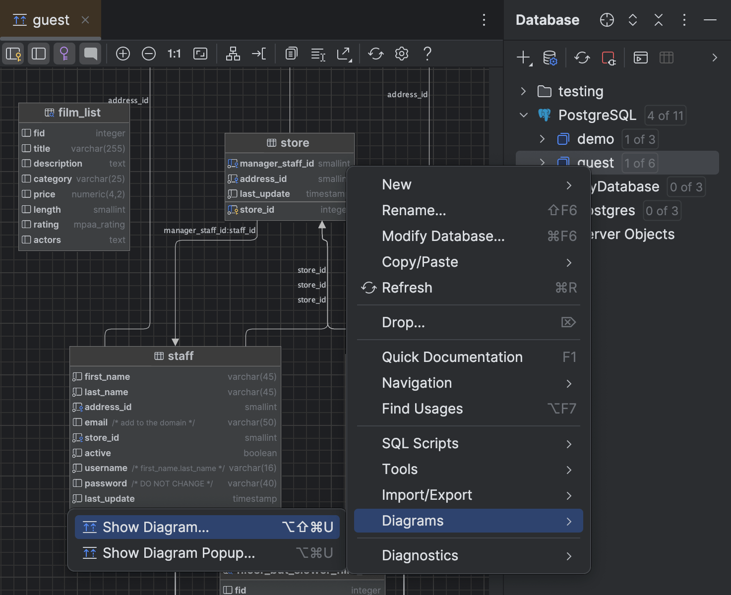 Database diagrams | IntelliJ IDEA Documentation