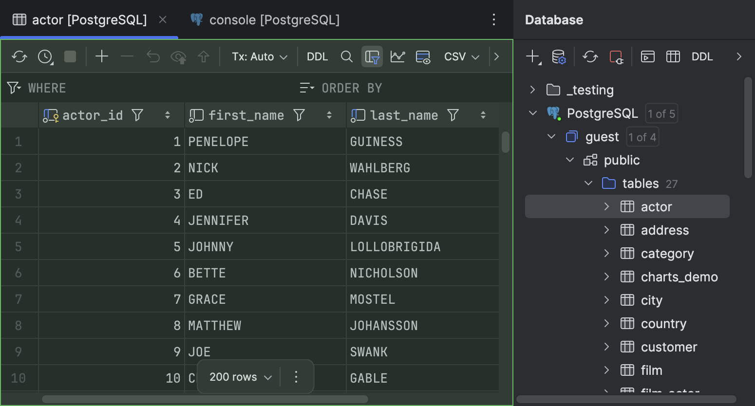 Glossary for the database management functionality | PyCharm Documentation