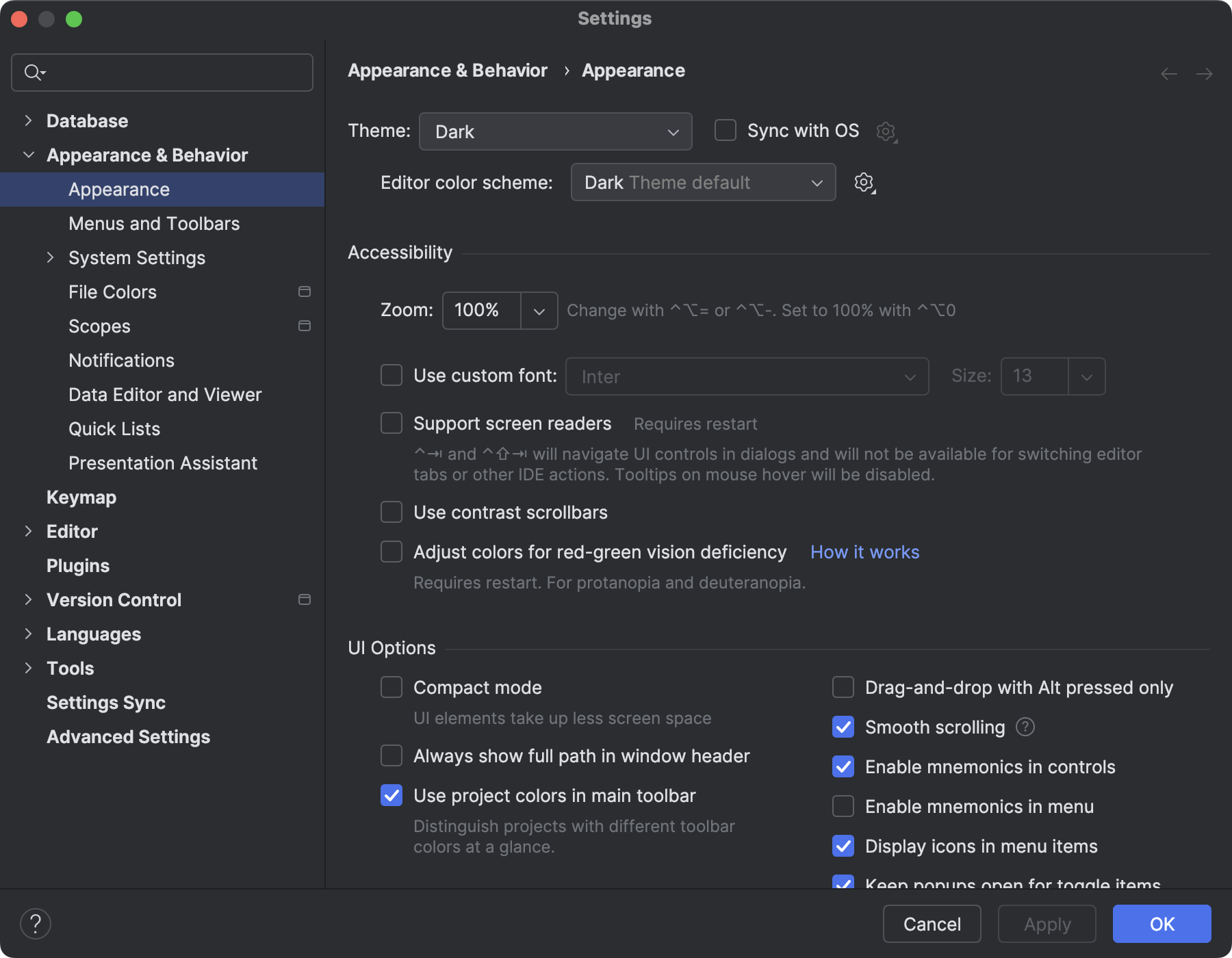 Appearance | DataGrip Documentation